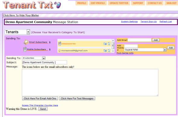 alert service for tenants