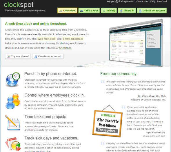 clockspot employee time tracking