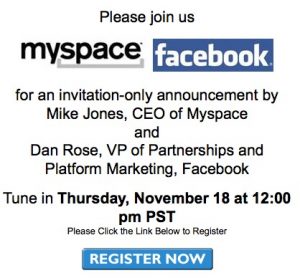 myspace facebook connect