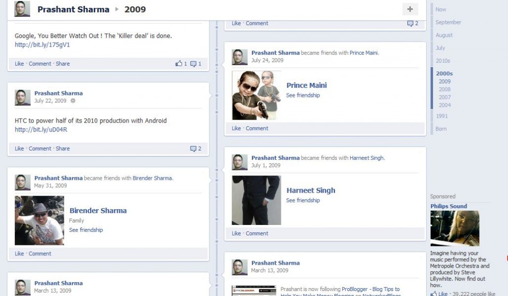 Facebook Timeline feature